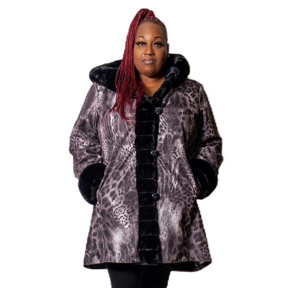 Nikki Jones | Jackets & Coats | Reversible Animal Print Faux Sheared ...